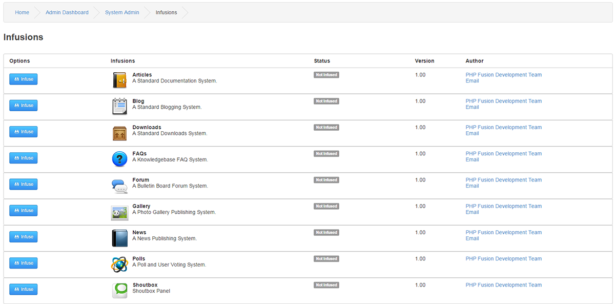 Wiki: Infusions - Official Home of the PHPFusion CMS